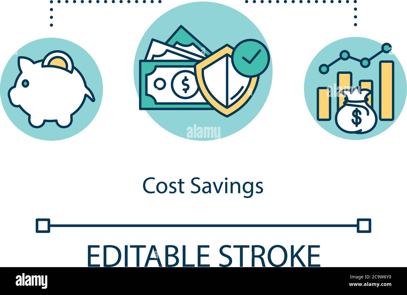 Cost savings concept icon. Increase income. Expenditure reduction ...