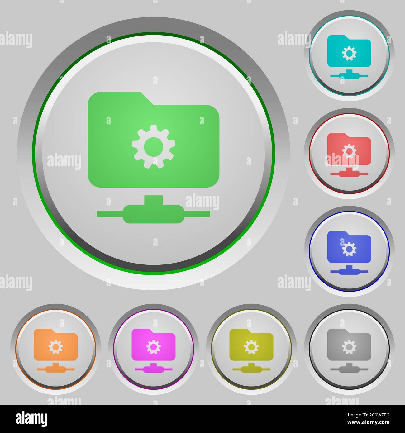 FTP settings color icons on sunk push buttons Stock Vector Image & Art - Alamy