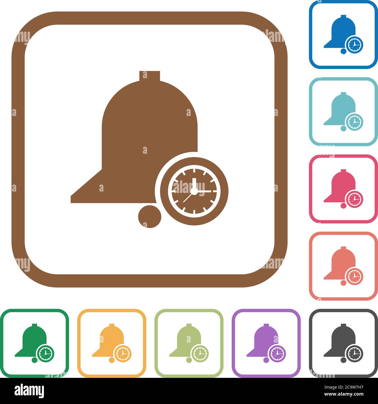 Reminder time simple icons in color rounded square frames on white background Stock Vector Image ...