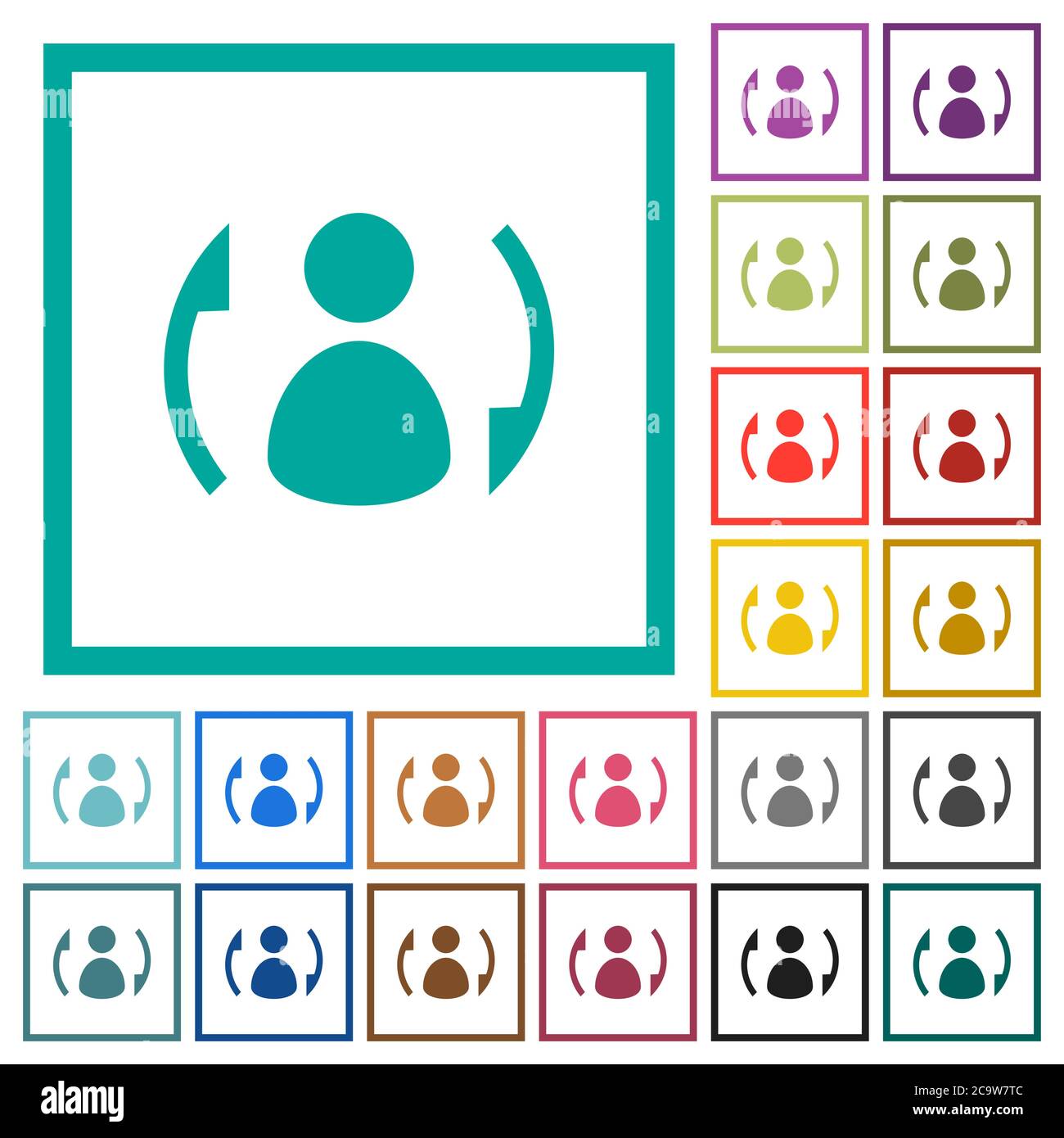 Syncronize Contacts Flat Color Icons With Quadrant Frames On White Background Stock Vector Image