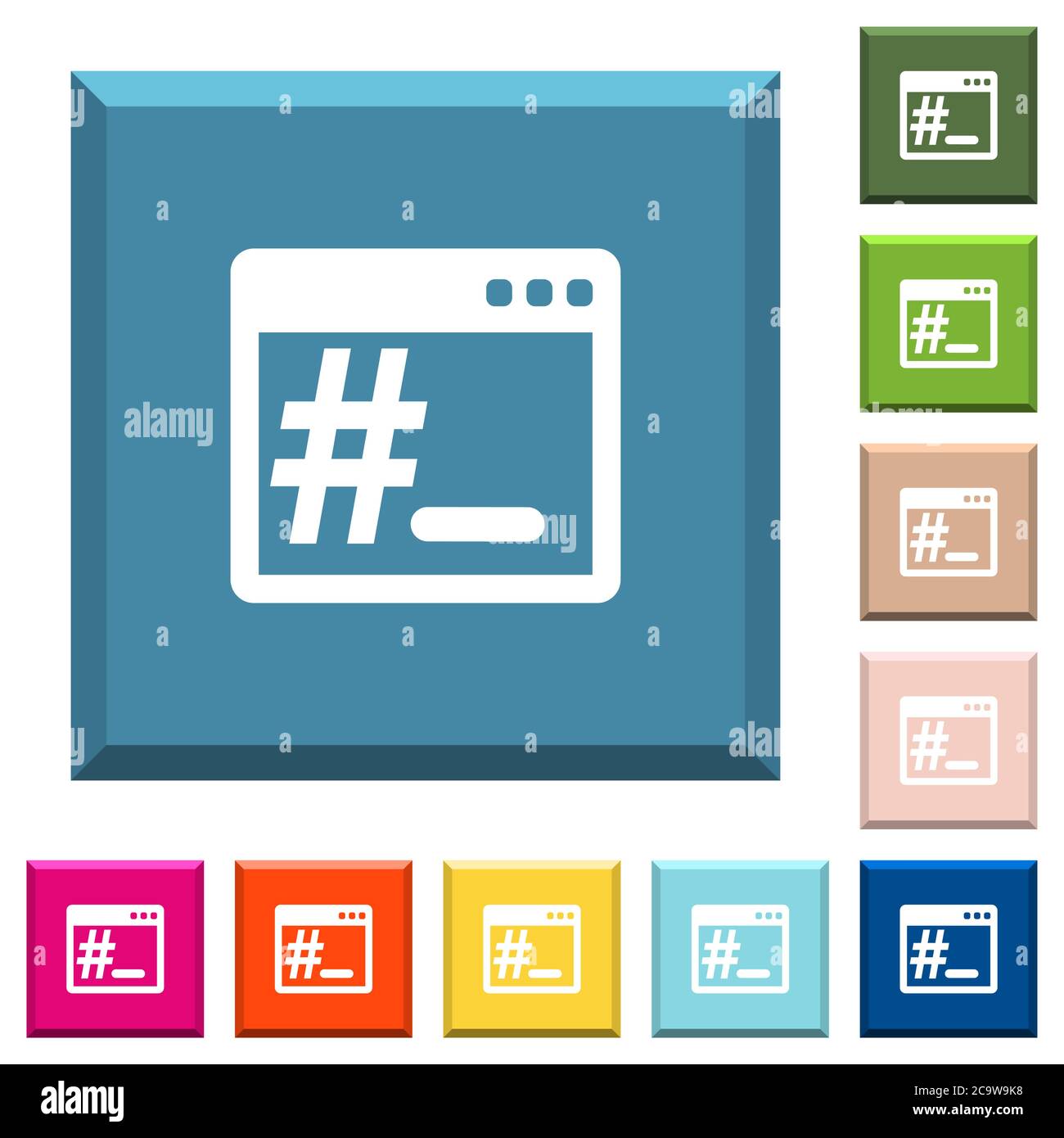 Root terminal white icons on edged square buttons in various trendy ...