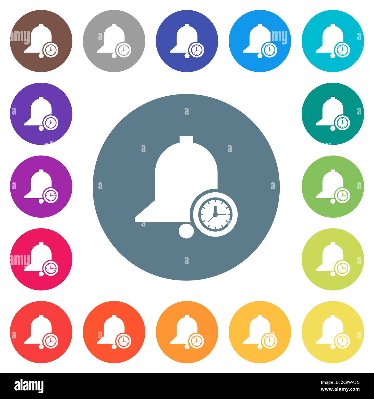 Reminder time flat white icons on round color backgrounds. 17 ...