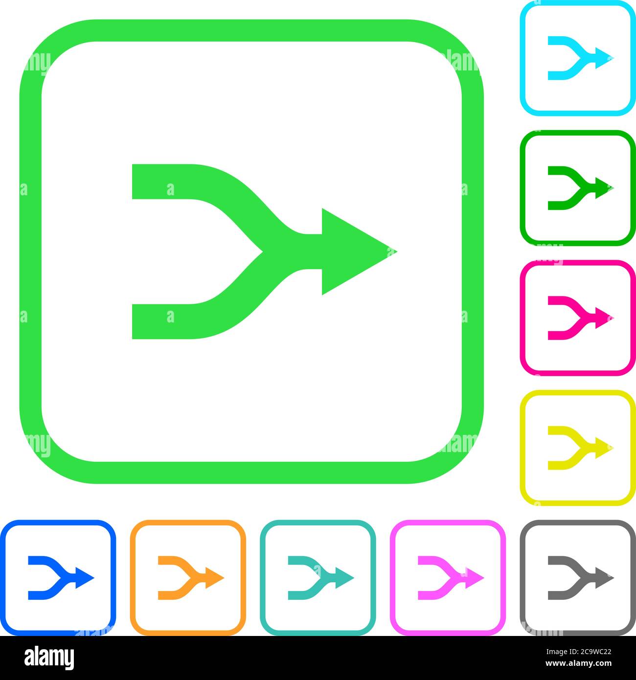 Merge arrows vivid colored flat icons in curved borders on white ...