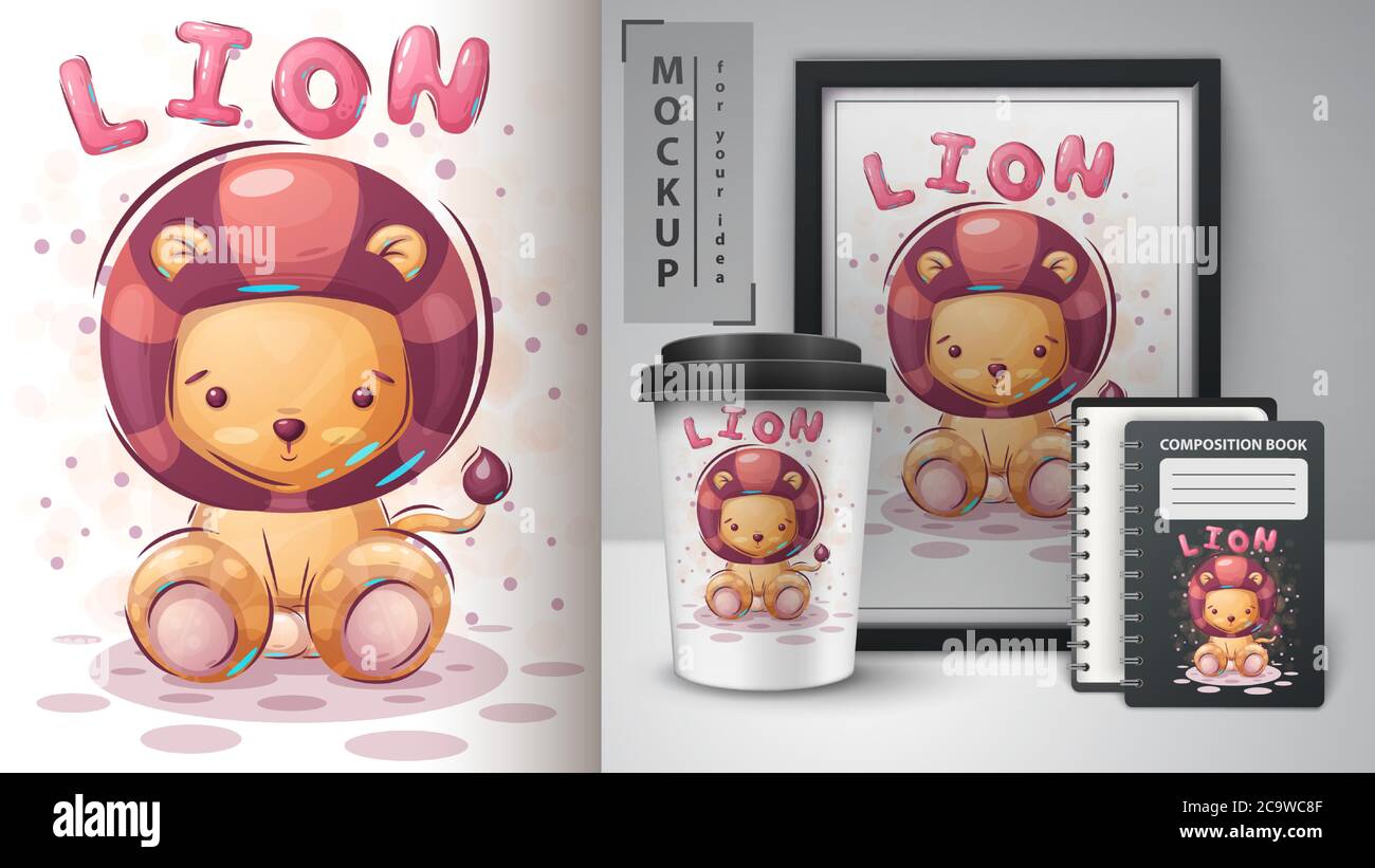 Cute lion poster and merchandising Stock Vector Image & Art - Alamy