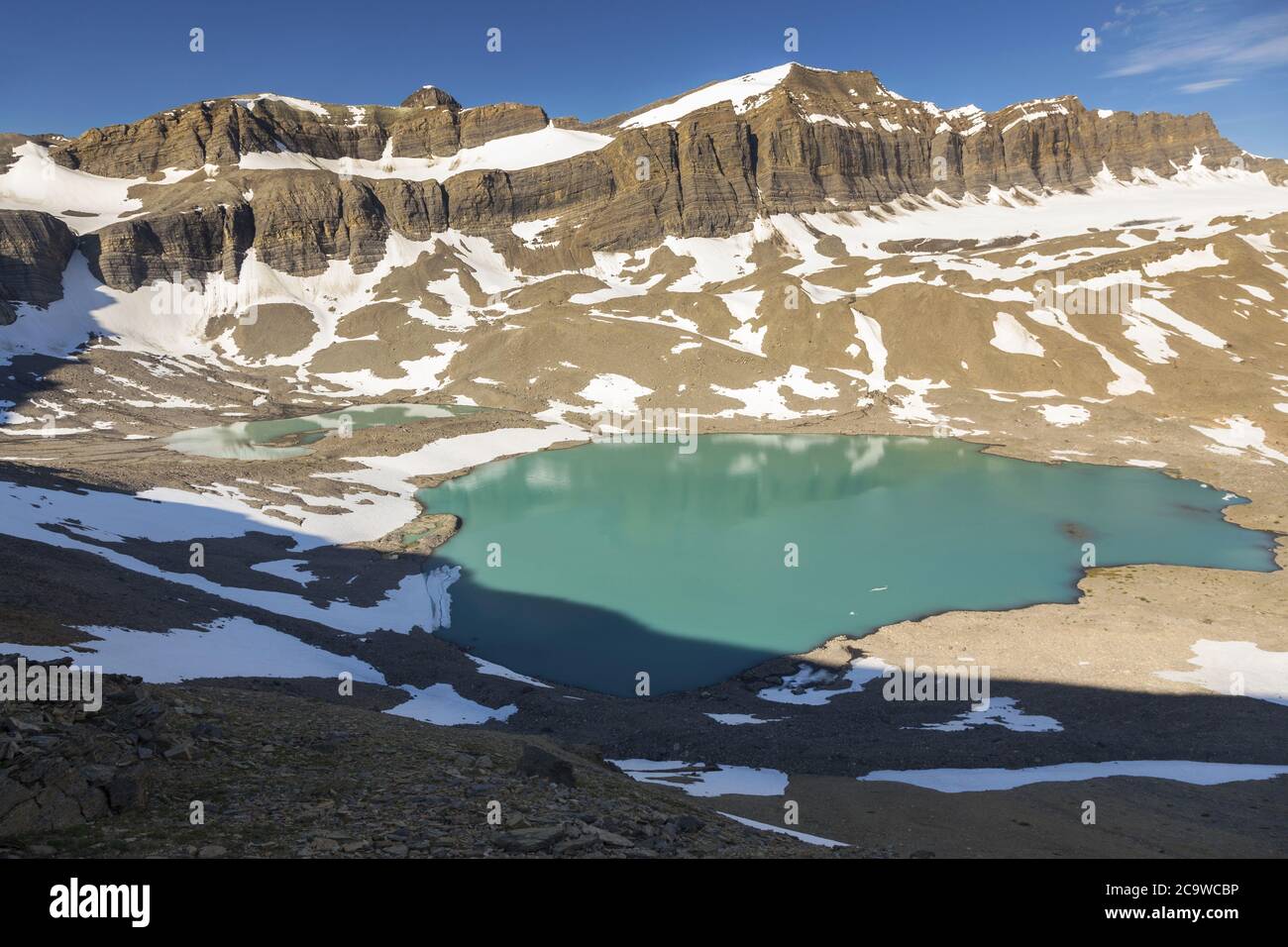 Aerial Landscape View Scenic Glacier and Alpine Lake High on Cataract ...
