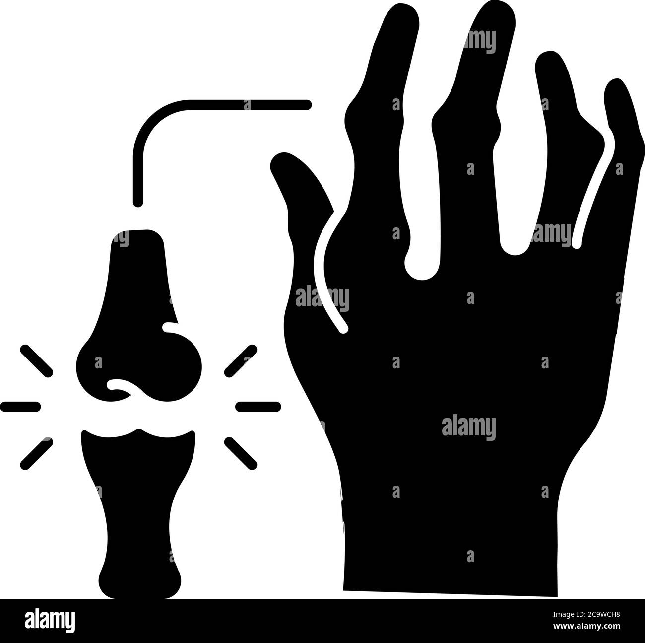 Rheumatoid arthritis black glyph icon. Pathological disease. Damaged ...