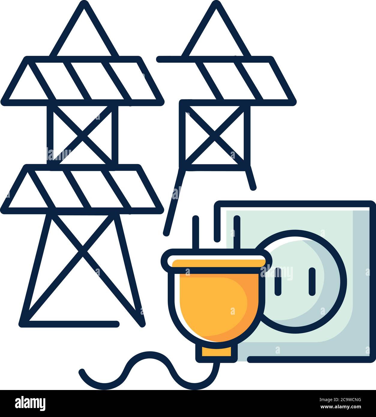 Electric power station RGB color icon. Energy industry manufacturing ...