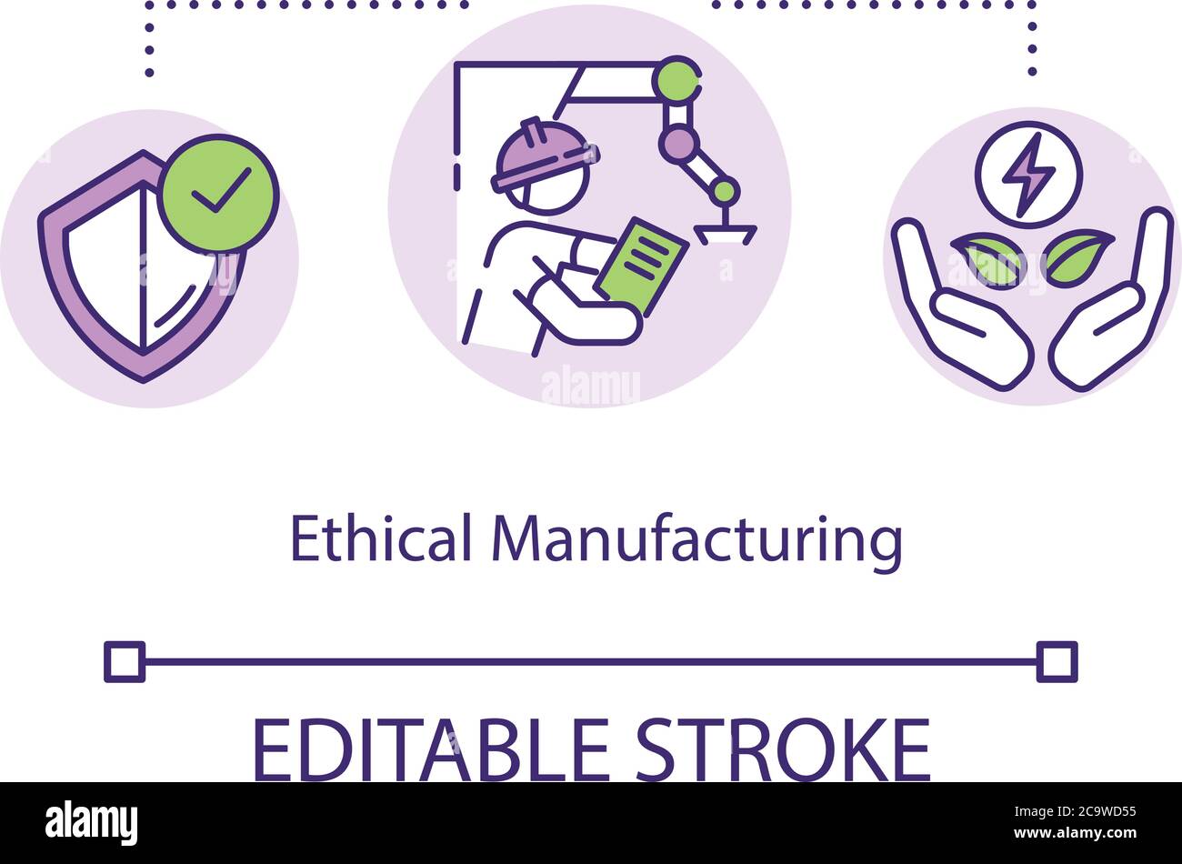 Ethical manufacturing concept icon. Ecological facility production ...