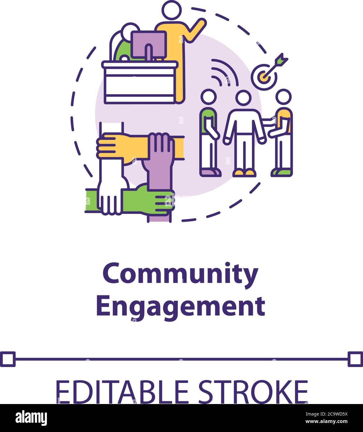 Community engagement concept icon. Teamwork for project. Union support ...