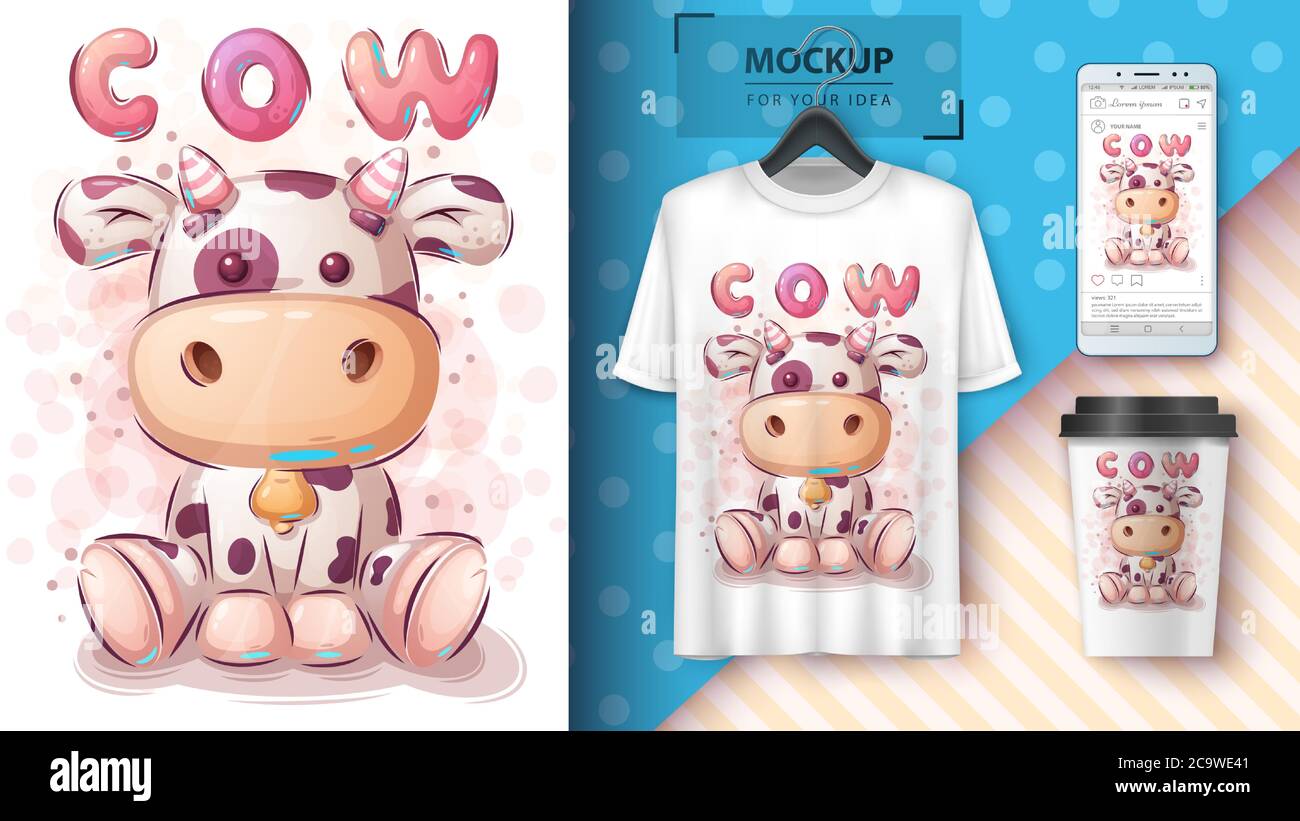 Pretty cow poster and merchandising Stock Vector Image & Art - Alamy
