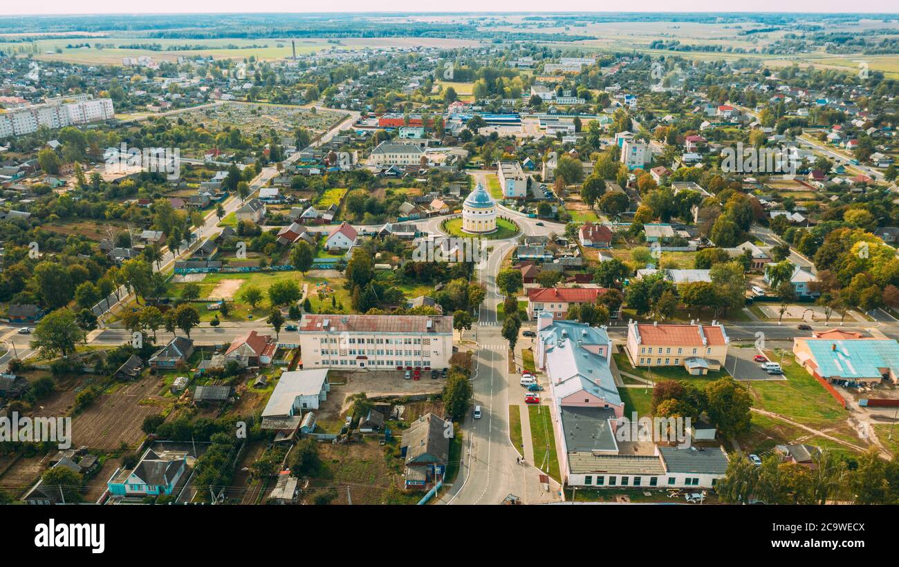 Chachersk, Gomel Region, Belarus. Aerial View Of Skyline Cityscape. Old ...