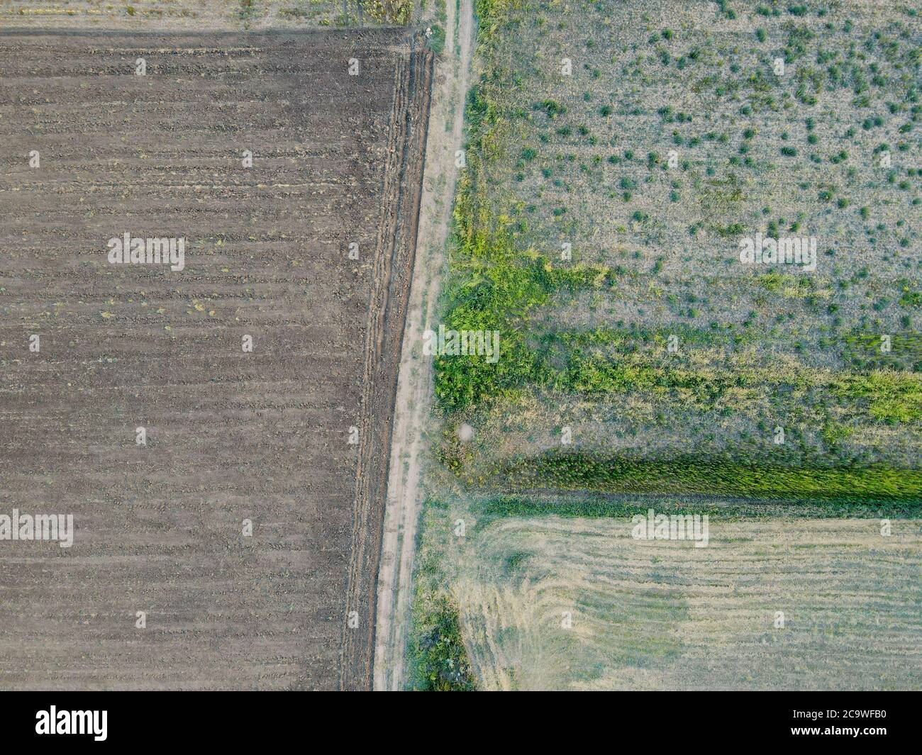 Agricultural fields in Dobrogea, Romania. Aerial view Stock Photo - Alamy