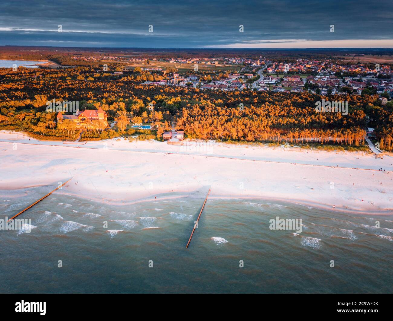 Sunset on the beach in Leba. Leba, Pomerania, Poland Stock Photo - Alamy