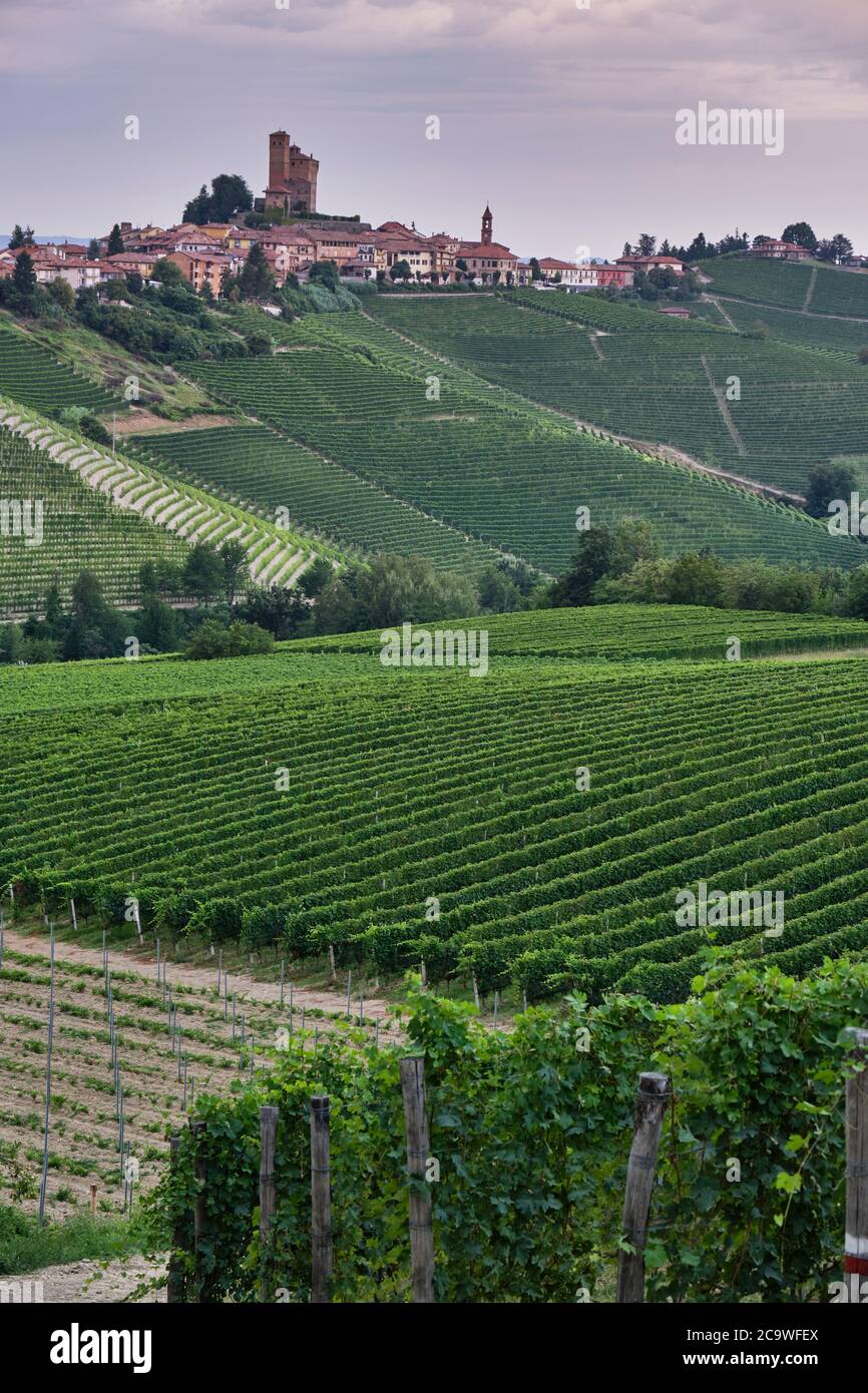 Small village in the Langhe hills, Piedmont, famous for vineyards and ...