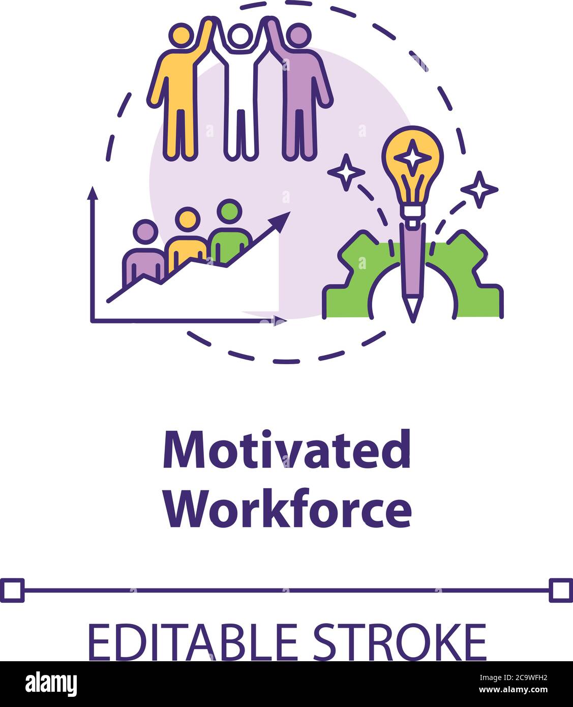 Motivated workforce concept icon. Employee encouragement. Staff ...