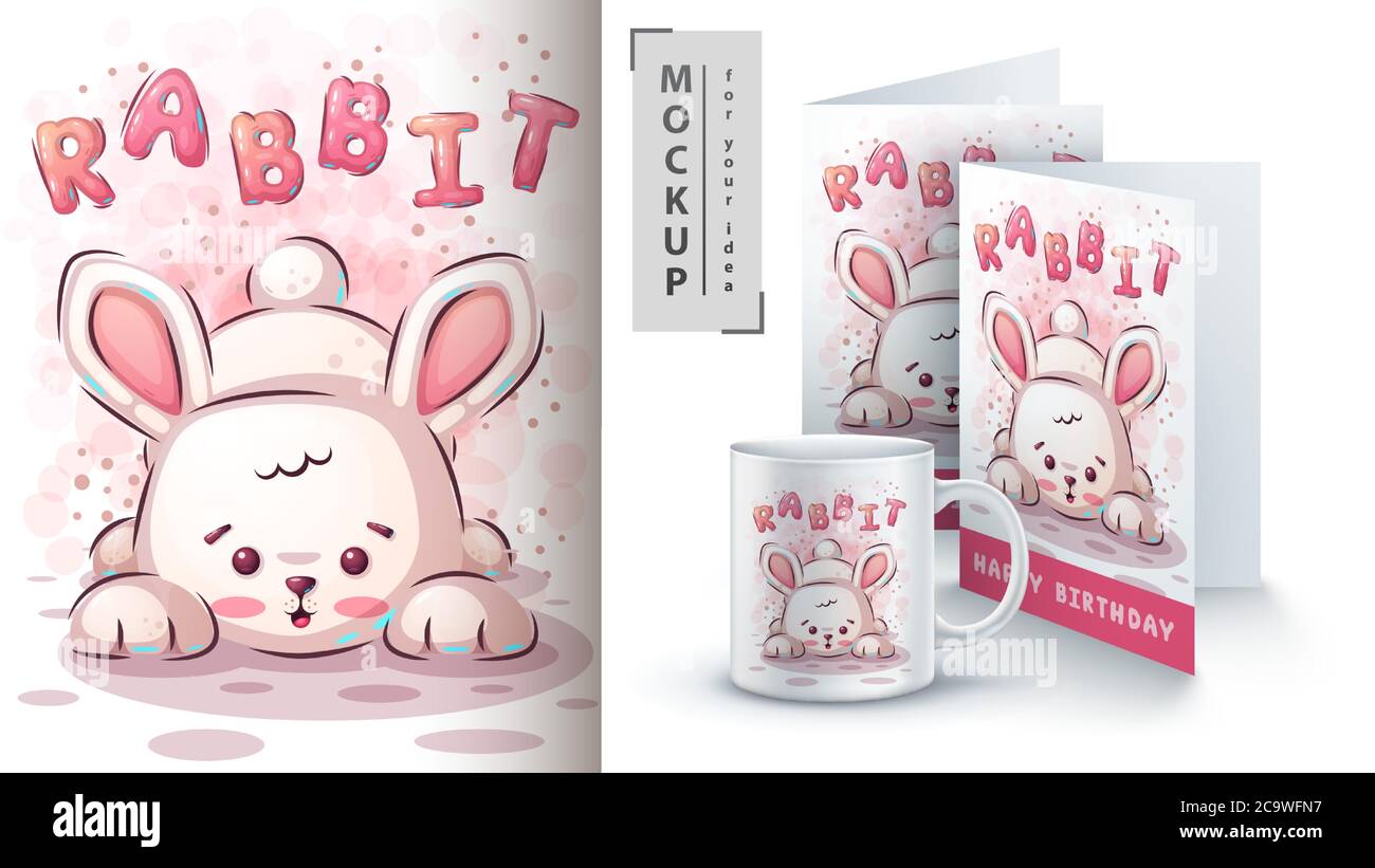 Cute rabbit poster and merchandising Stock Vector Image & Art - Alamy