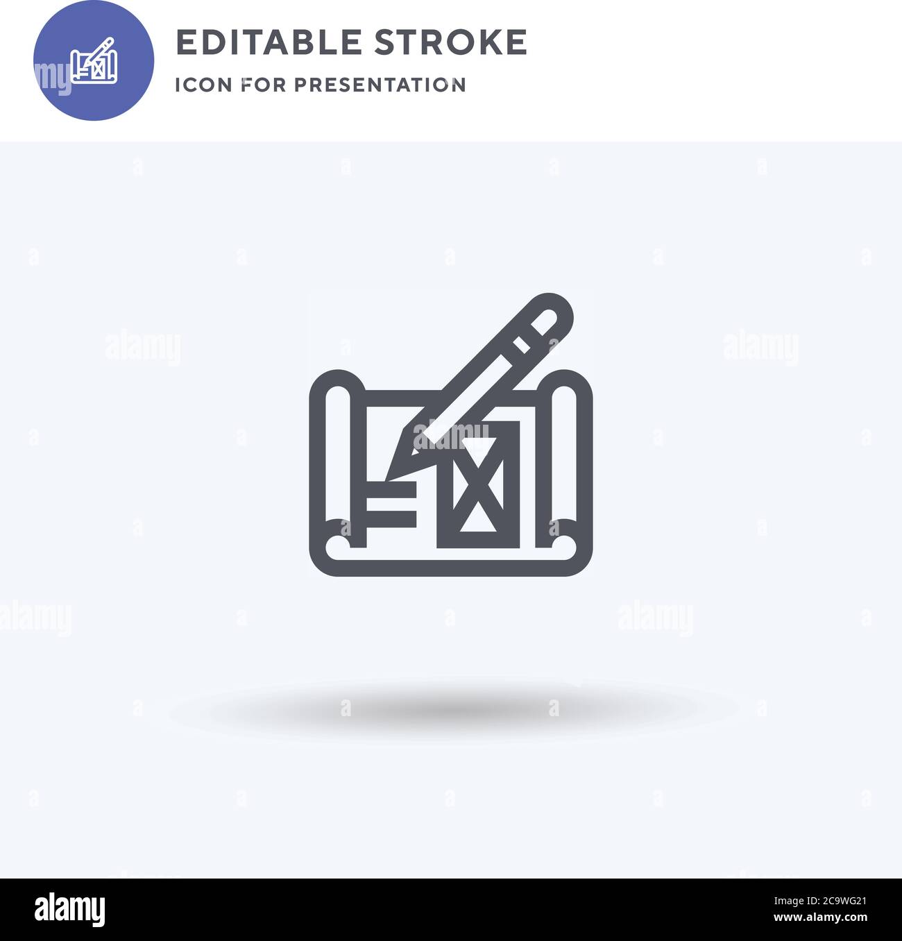 Sketching icon vector, filled flat sign, solid pictogram isolated on ...