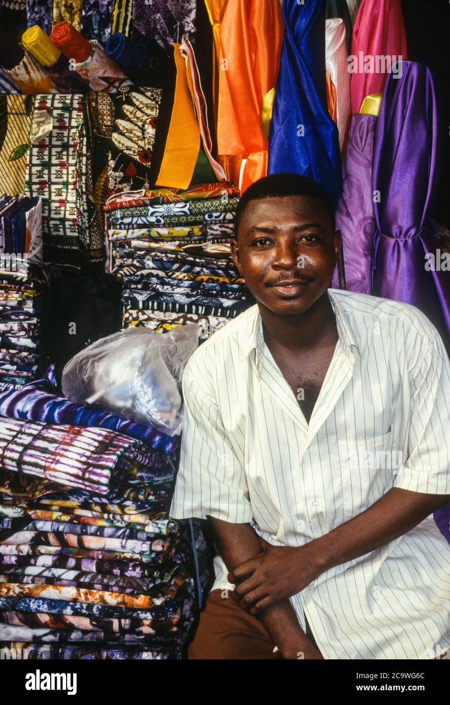 Accra, Ghana. Ghanaian Cloth Vendor Stock Photo - Alamy