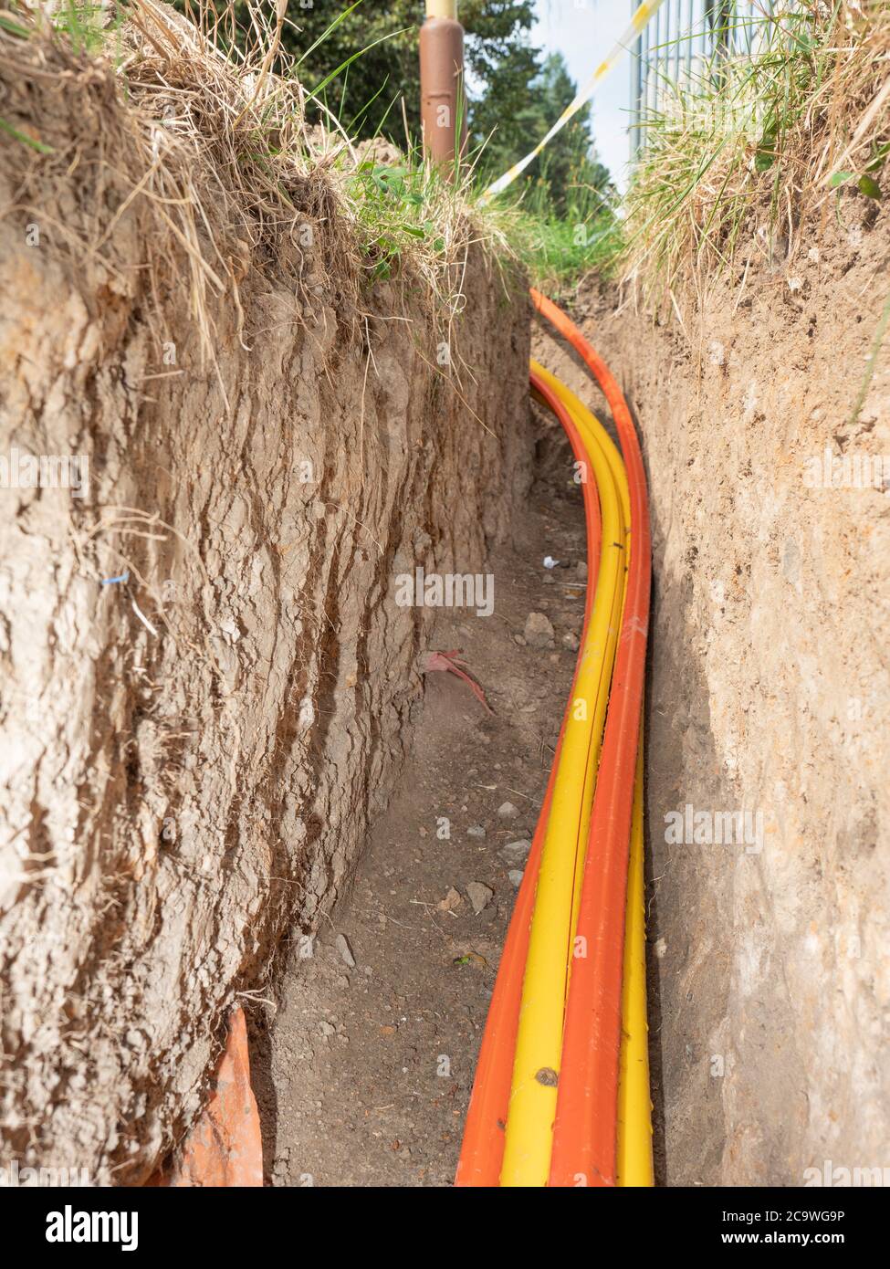 Multi-core cables in trench. Building new high-speed Internet wire ...