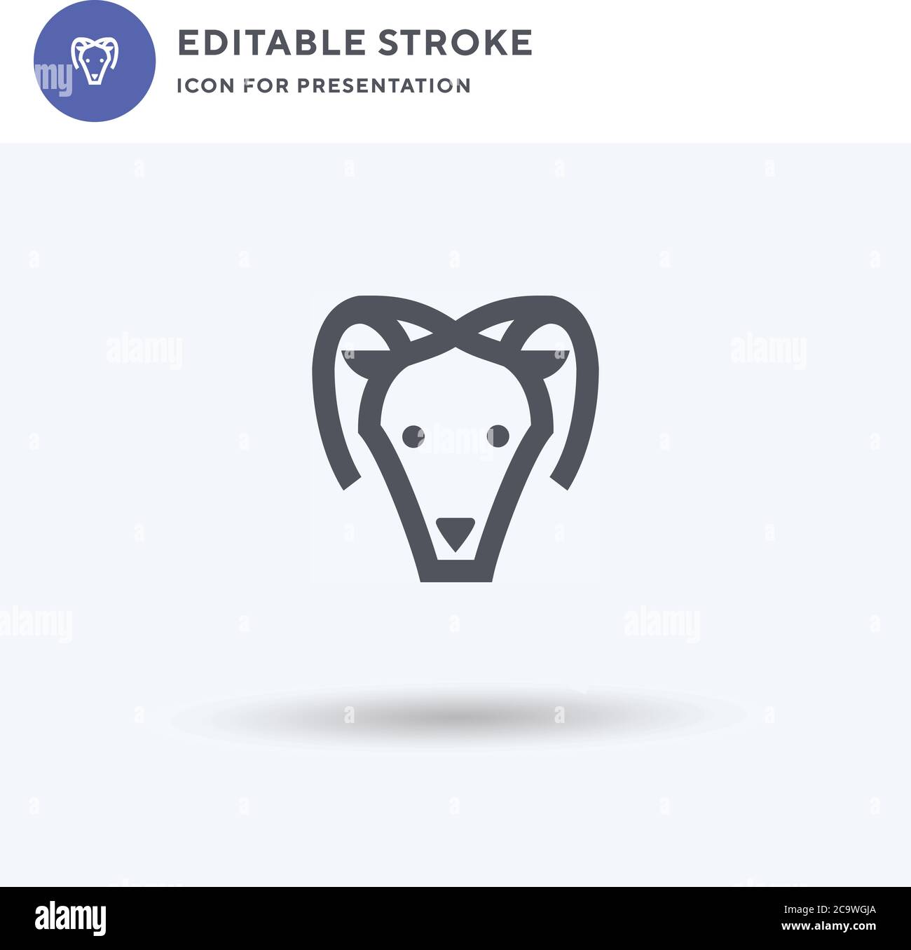 Goat icon vector, filled flat sign, solid pictogram isolated on white ...