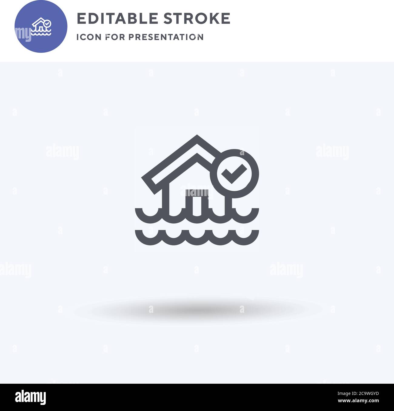 Flood icon vector, filled flat sign, solid pictogram isolated on white ...