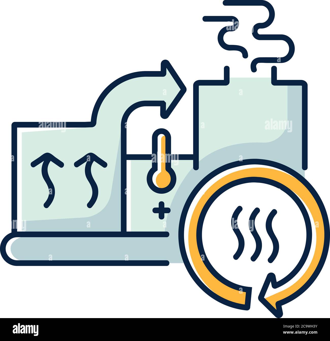 Heat recovery system RGB color icon. Sustainable energy industry ...