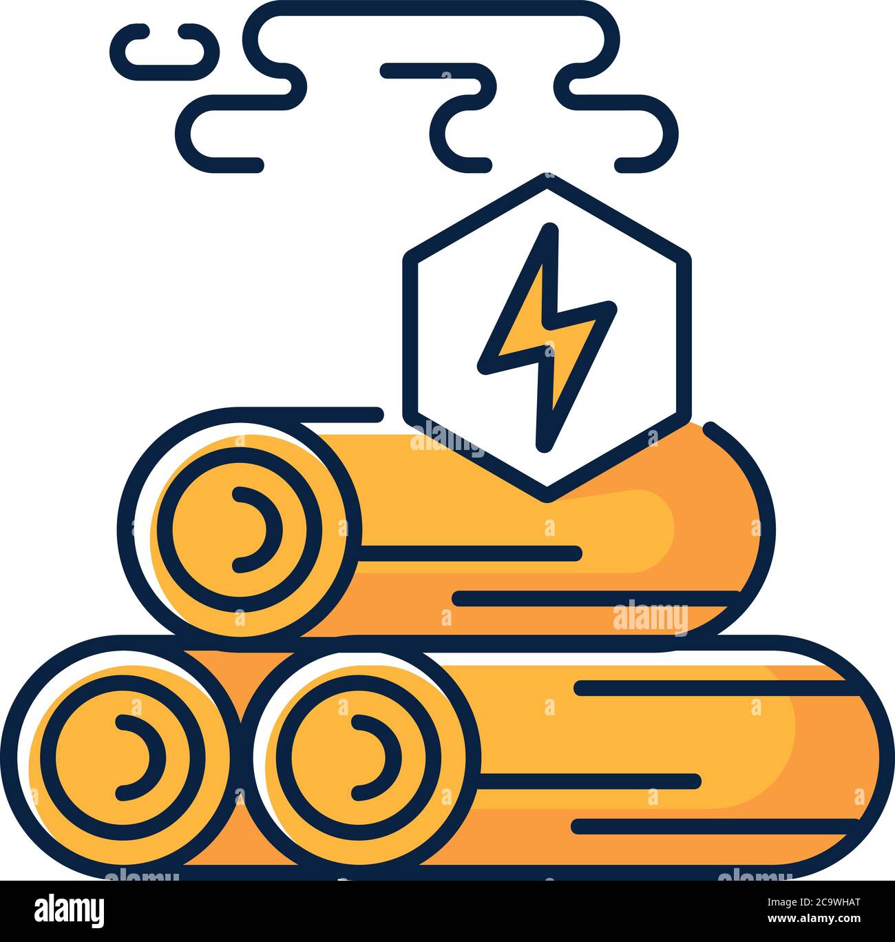 Wood energy RGB color icon. Power manufacturing business, electricity ...