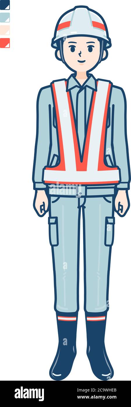 A Men wearing workwear with full length image. It's vector art so it's ...