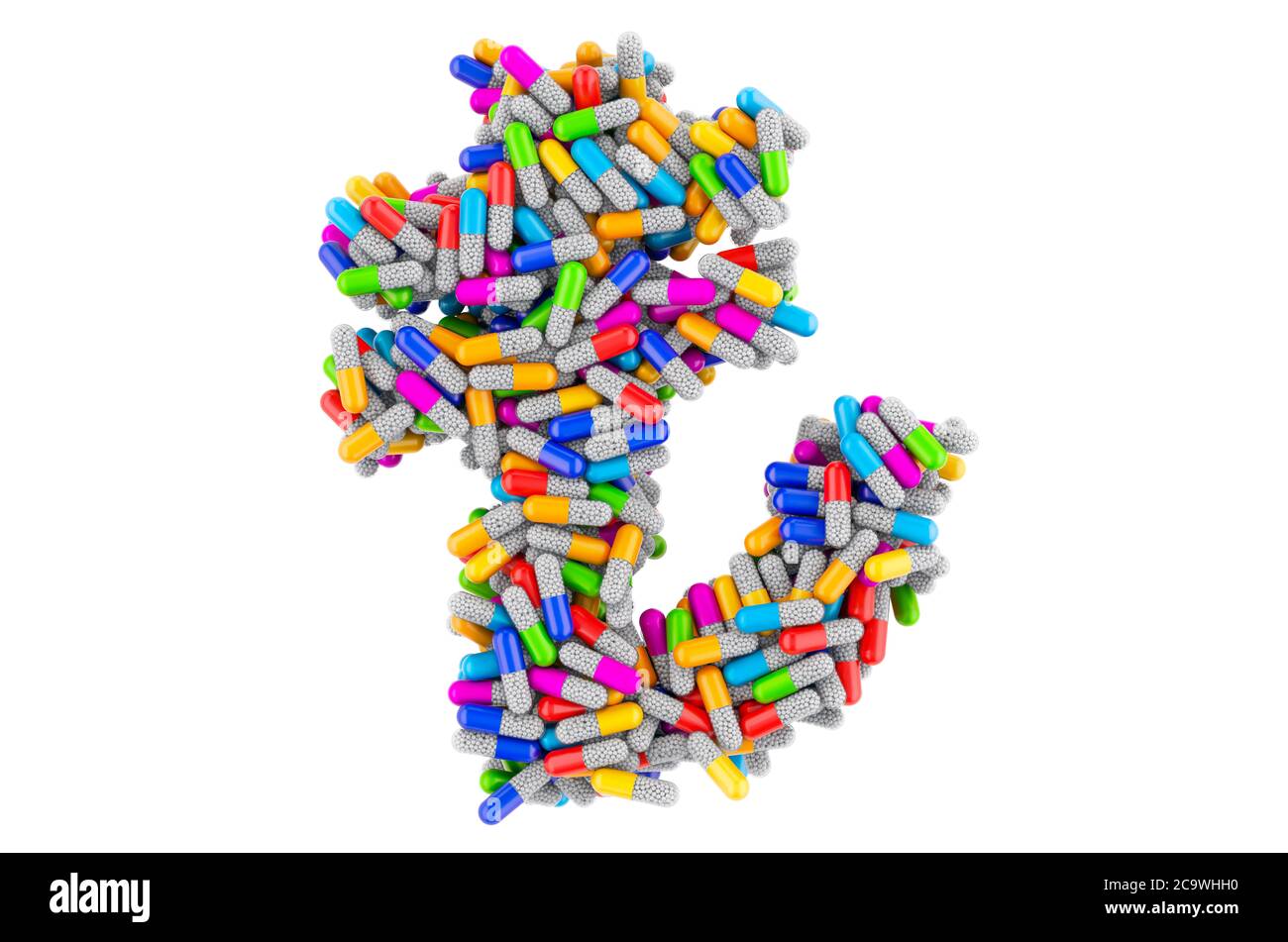 Lira symbol from colored capsules. 3D rendering isolated on white ...