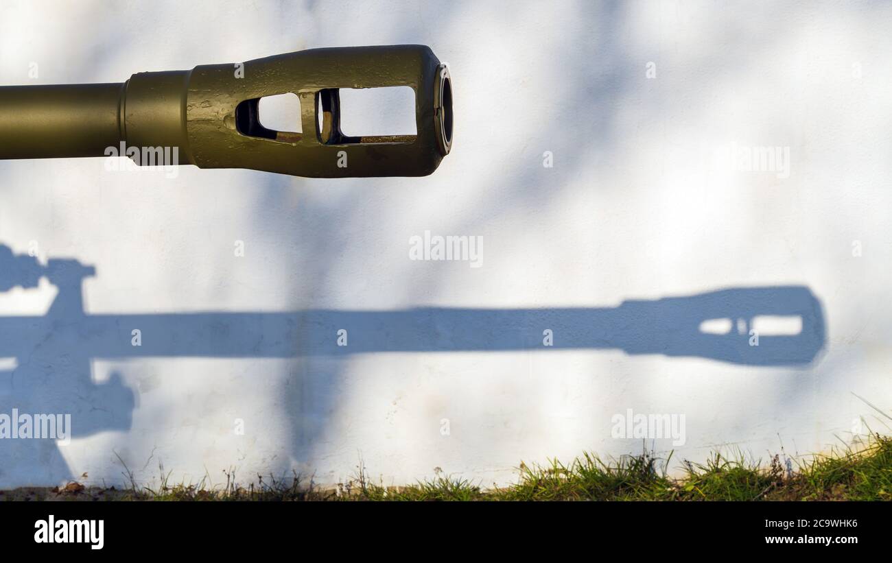 Gun barrel and shadow on the wall Stock Photo - Alamy