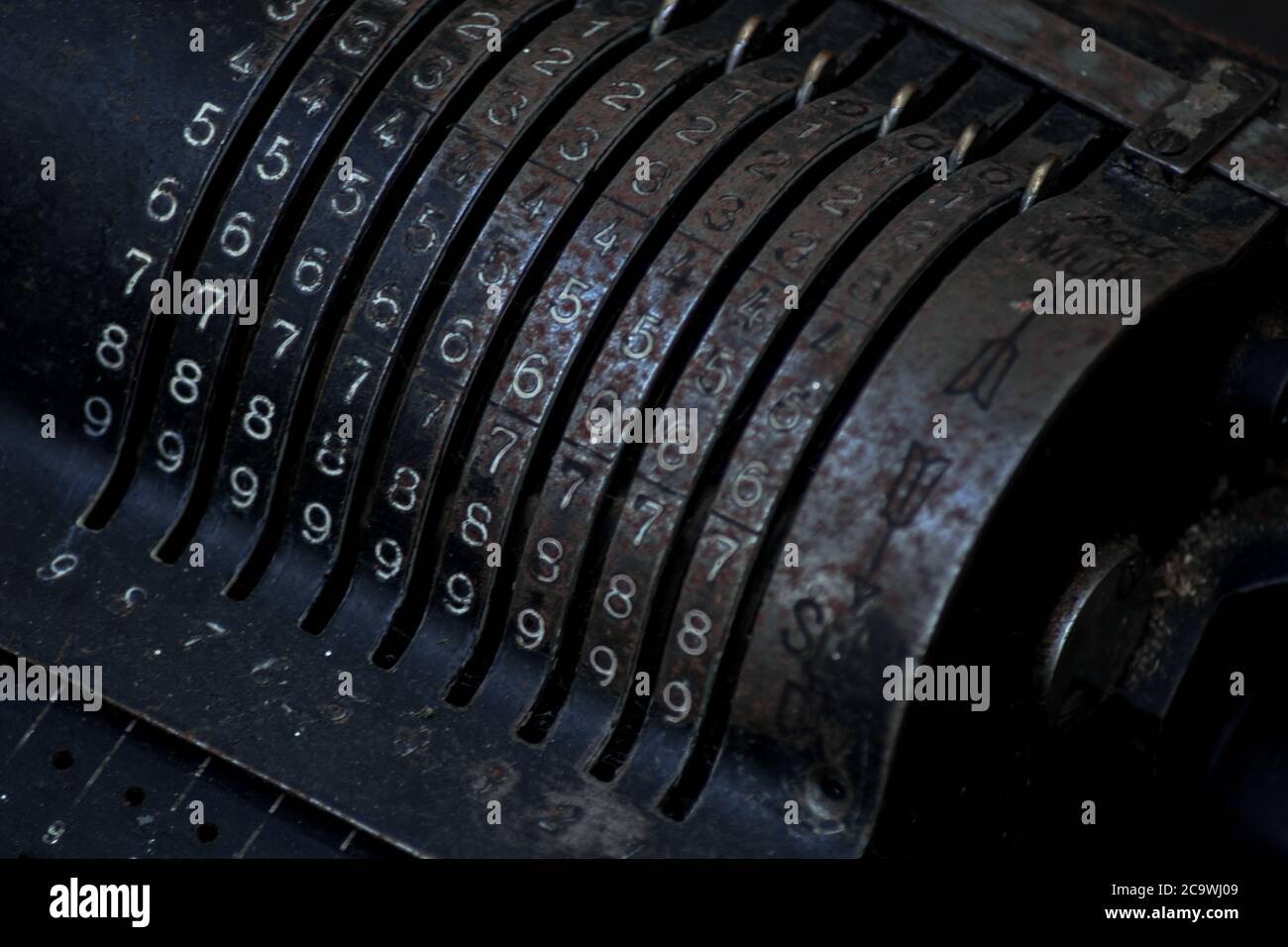 Closeup of an old vintage cash register with lots of numbers Stock ...