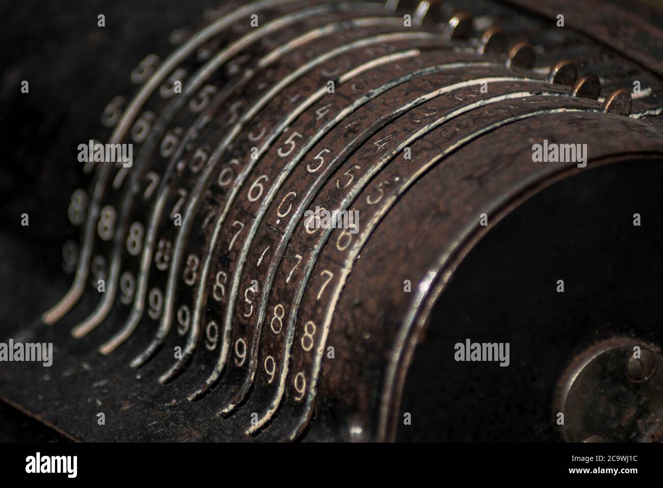 Closeup of an old vintage cash register with lots of numbers Stock ...