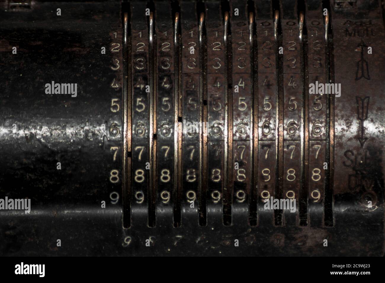 Closeup of an old vintage cash register with lots of numbers Stock ...