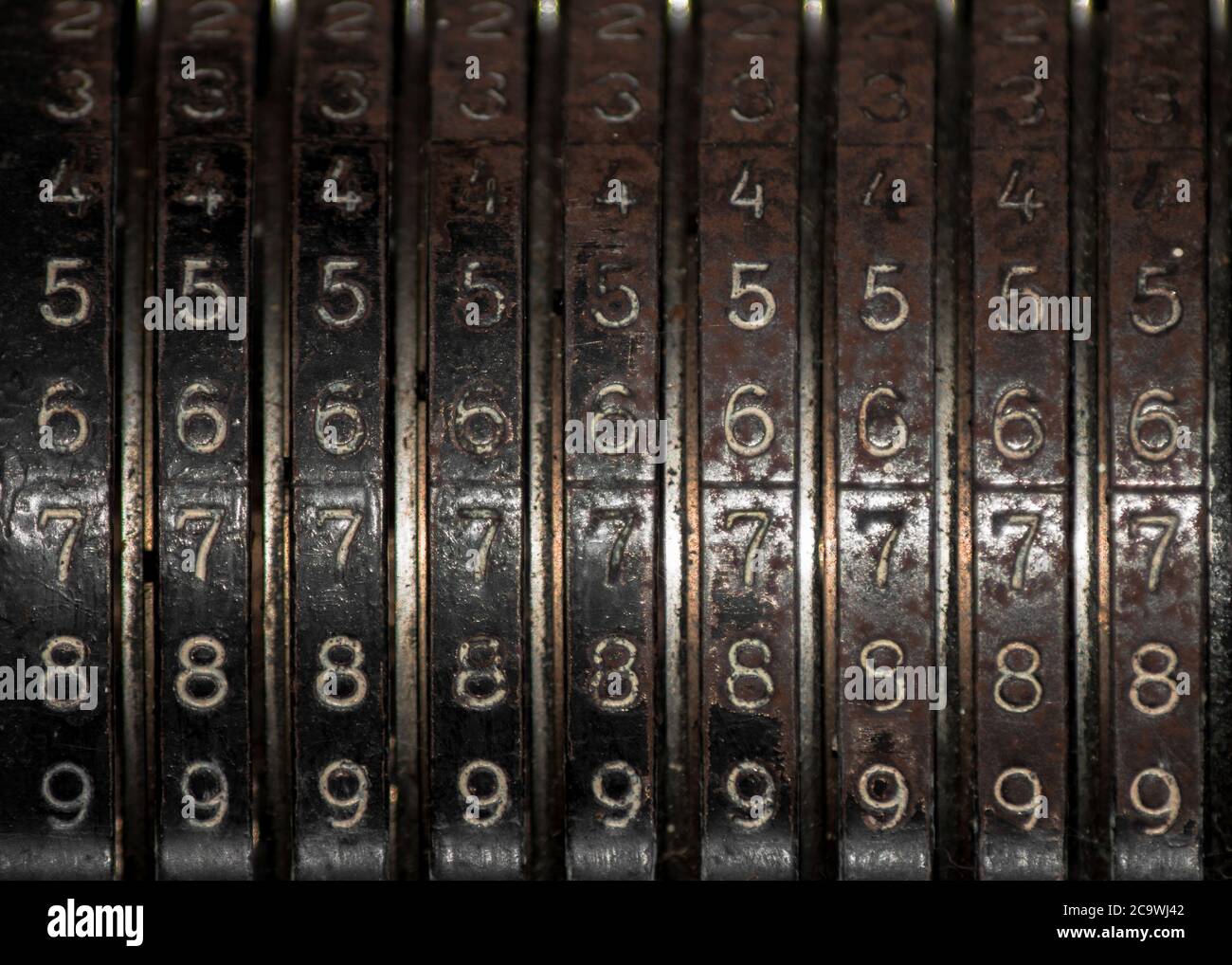 Closeup of an old vintage cash register with lots of numbers Stock ...