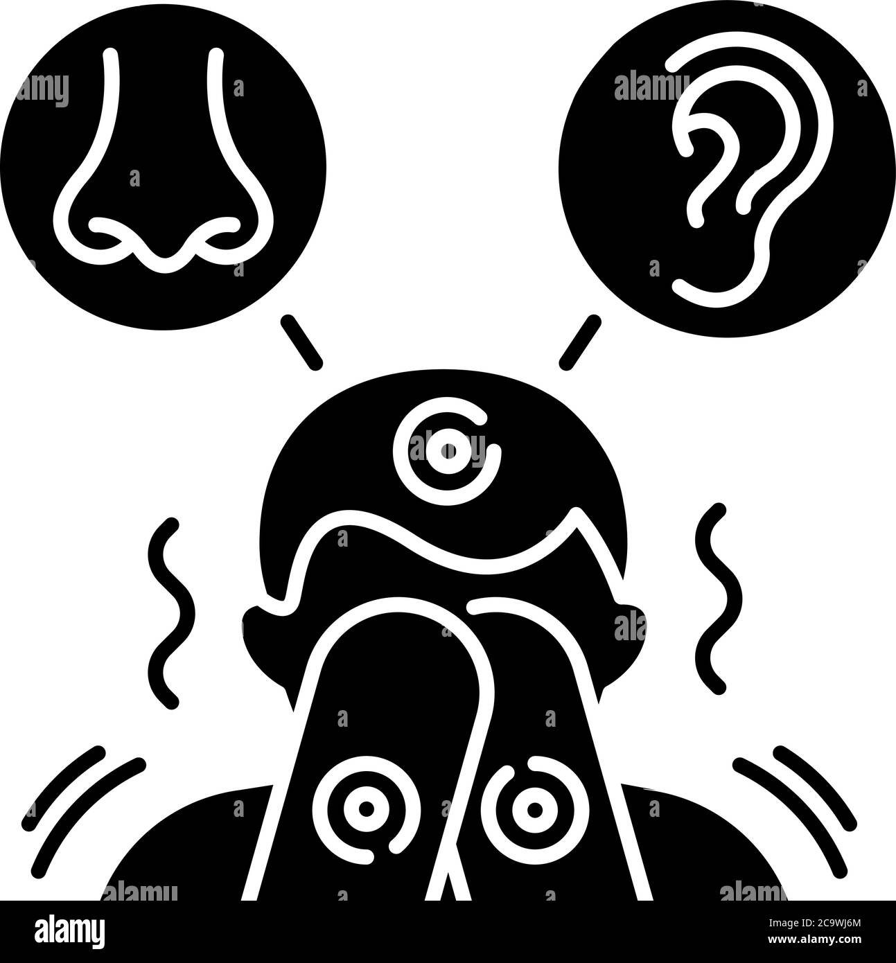 Sensory sensitivity black glyph icon. Trigger for perception. Physical ...