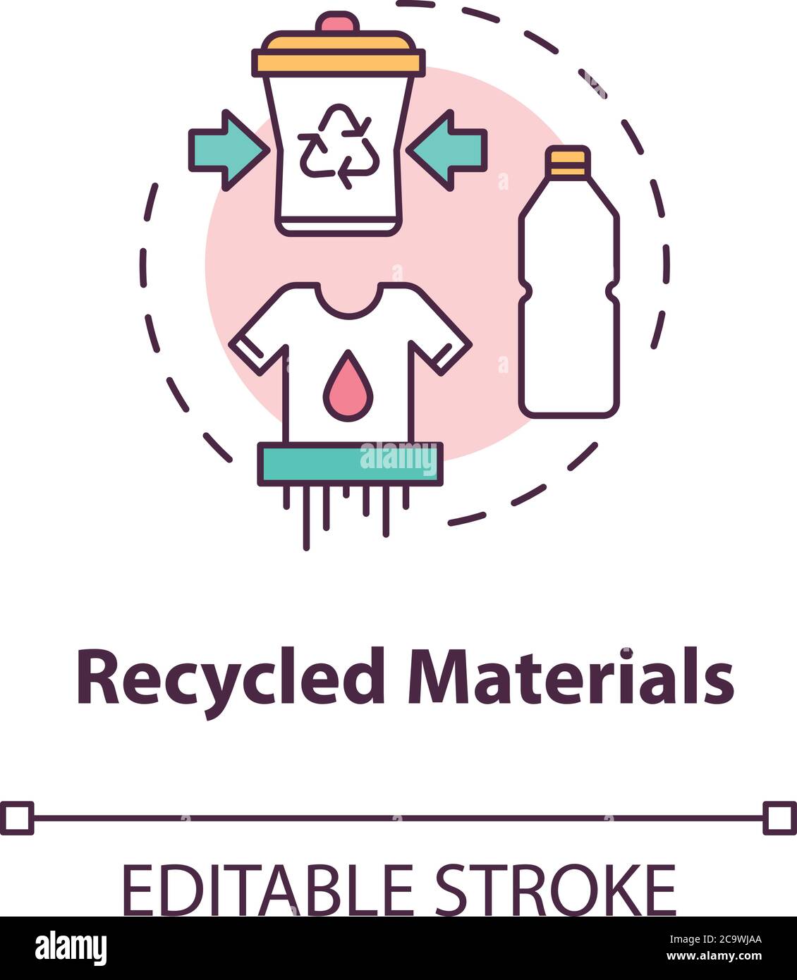 Recycled materials concept icon. Produce supply from plastic. Conscious ...