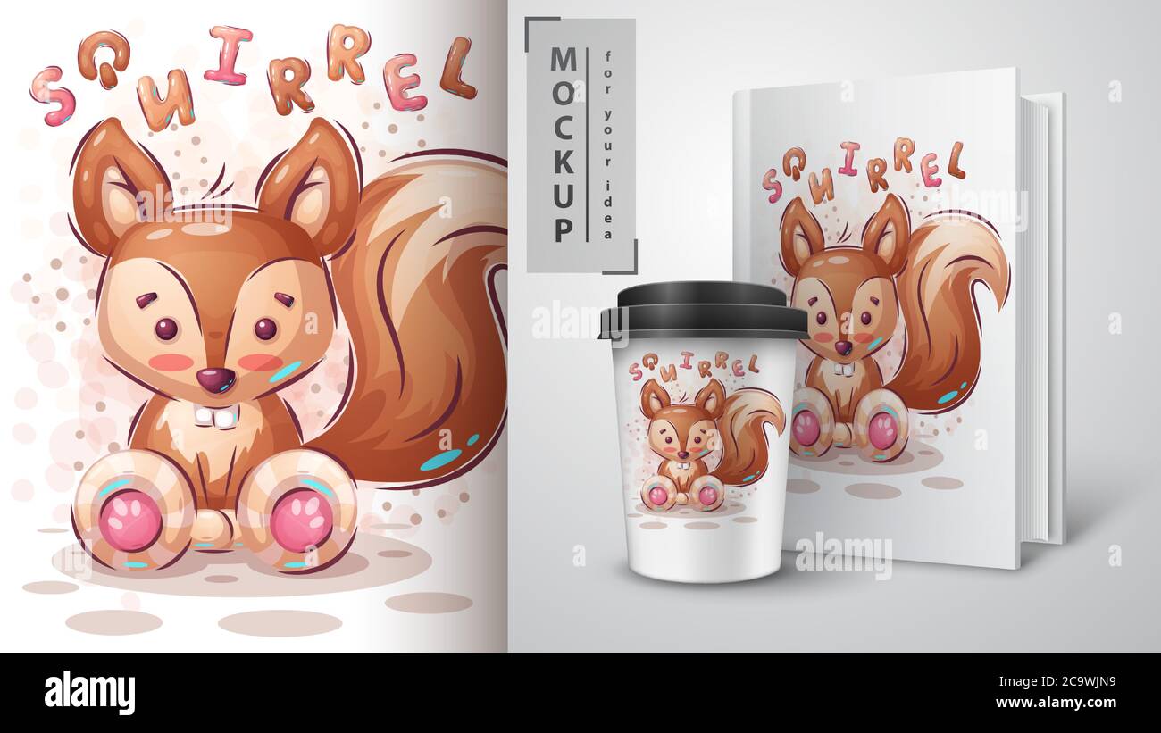 Cute squirrel poster and merchandising Stock Vector Image & Art - Alamy
