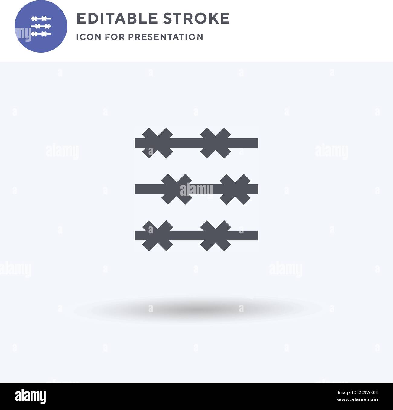 Barbed Wire icon vector, filled flat sign, solid pictogram isolated on ...