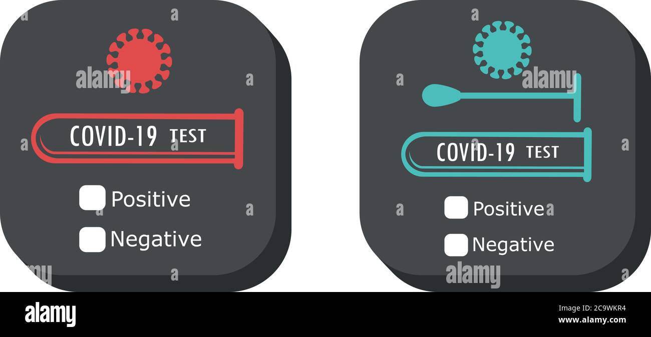 COVID-19 virus test icon with check box for positive or negative result ...