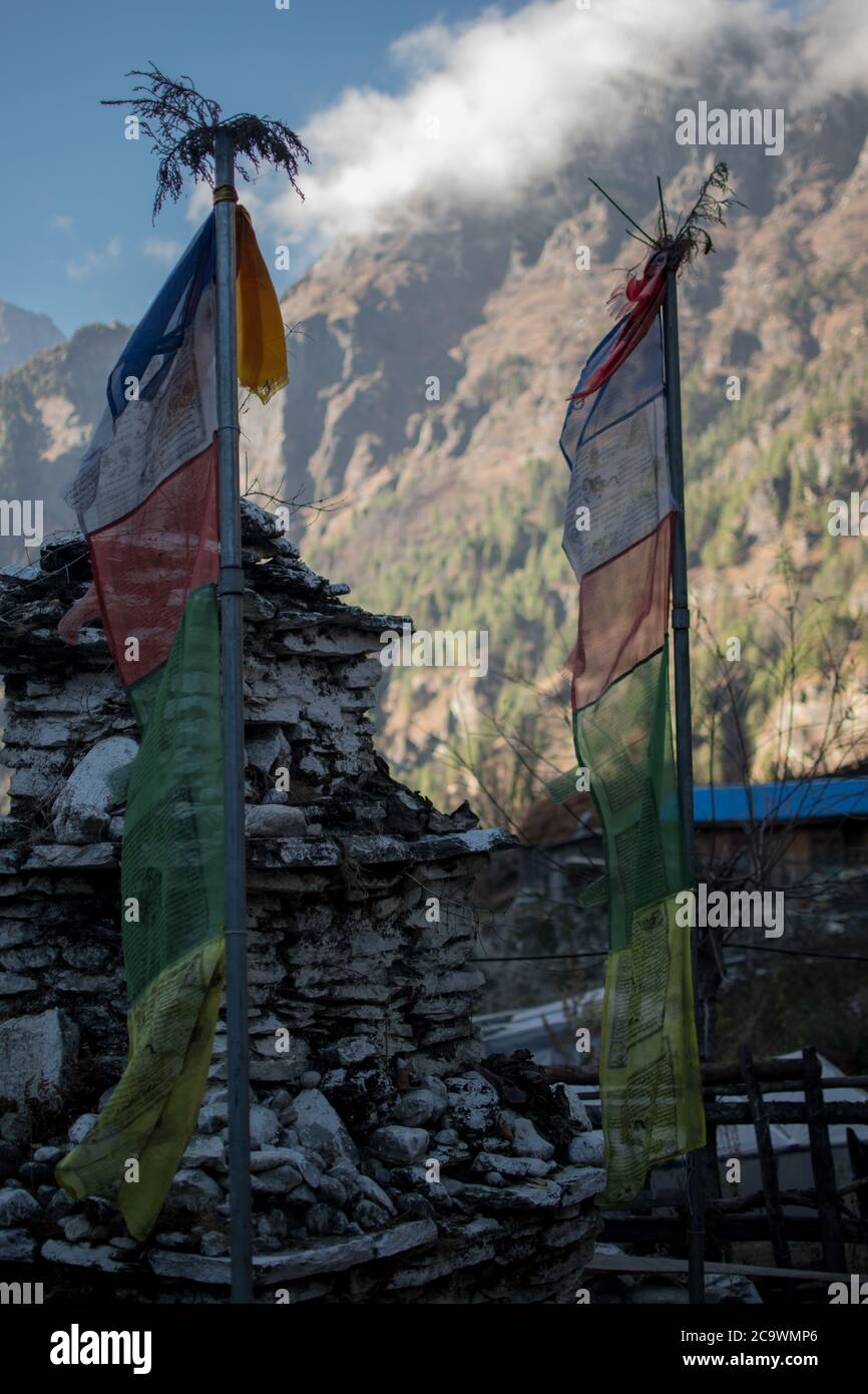 Prayer flag pole hi-res stock photography and images - Alamy
