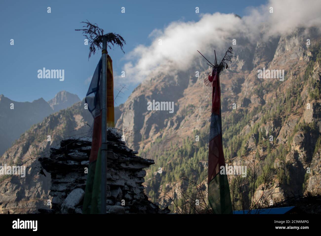 Prayer flag pole hi-res stock photography and images - Alamy