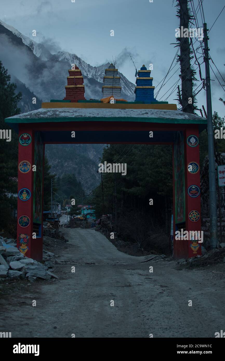 Gate entrance trekking along Annapurna circuit, Himalaya, Nepal, Asia ...