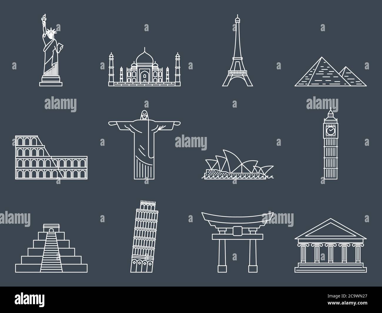 Landmark Icons set Stock Vector Image & Art - Alamy