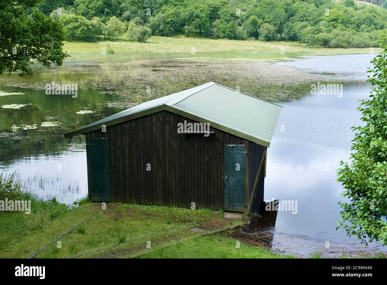 Fishing wooden shelter hut and log store on Rothesay Scotland for ...