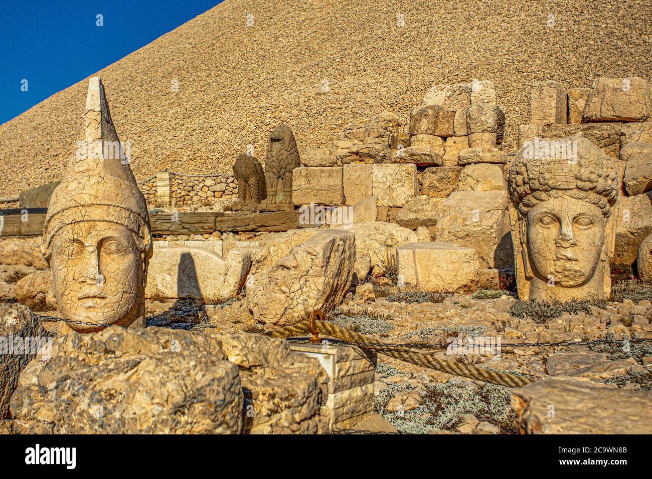 Antique statues on Nemrut mountain, Turkey. The UNESCO World Heritage ...