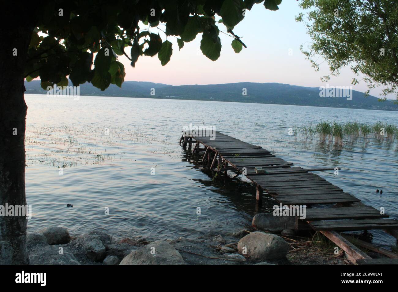 Lake coast with pier in Sapanca Turkey Stock Photo - Alamy
