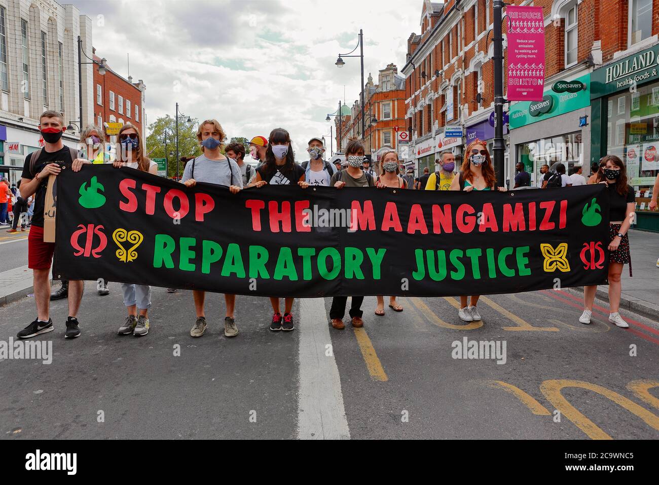 Brixton - London (UK), August 1 2020: Protesters march through Brixton ...