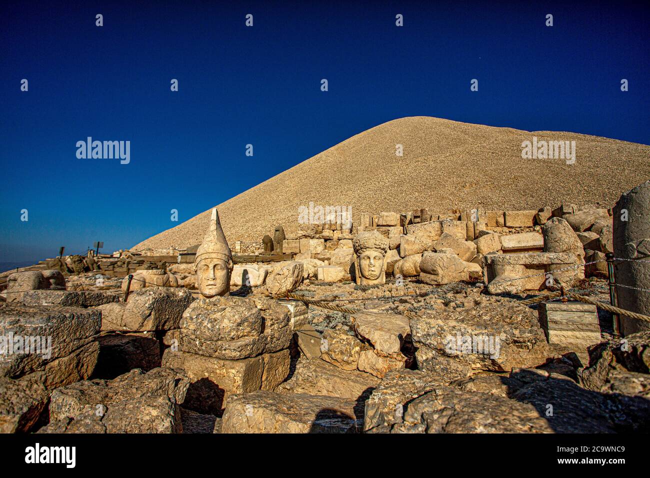 Antique statues on Nemrut mountain, Turkey. The UNESCO World Heritage ...