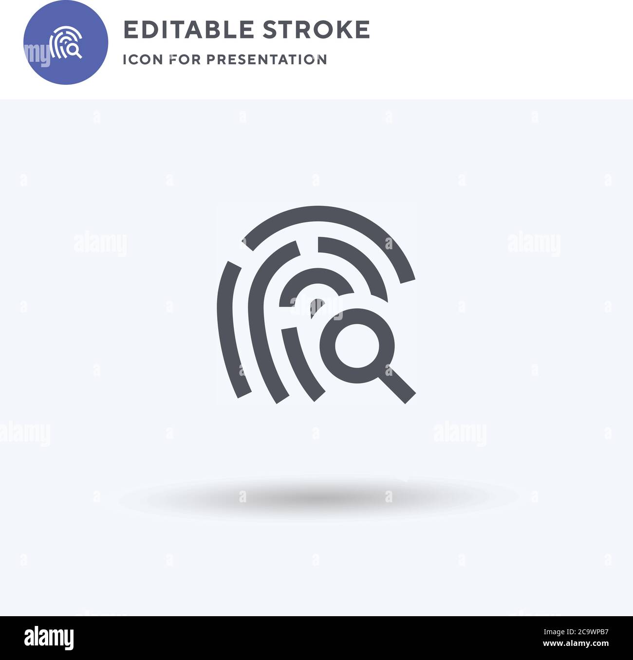 Fingerprint icon vector, filled flat sign, solid pictogram isolated on white, logo illustration ...