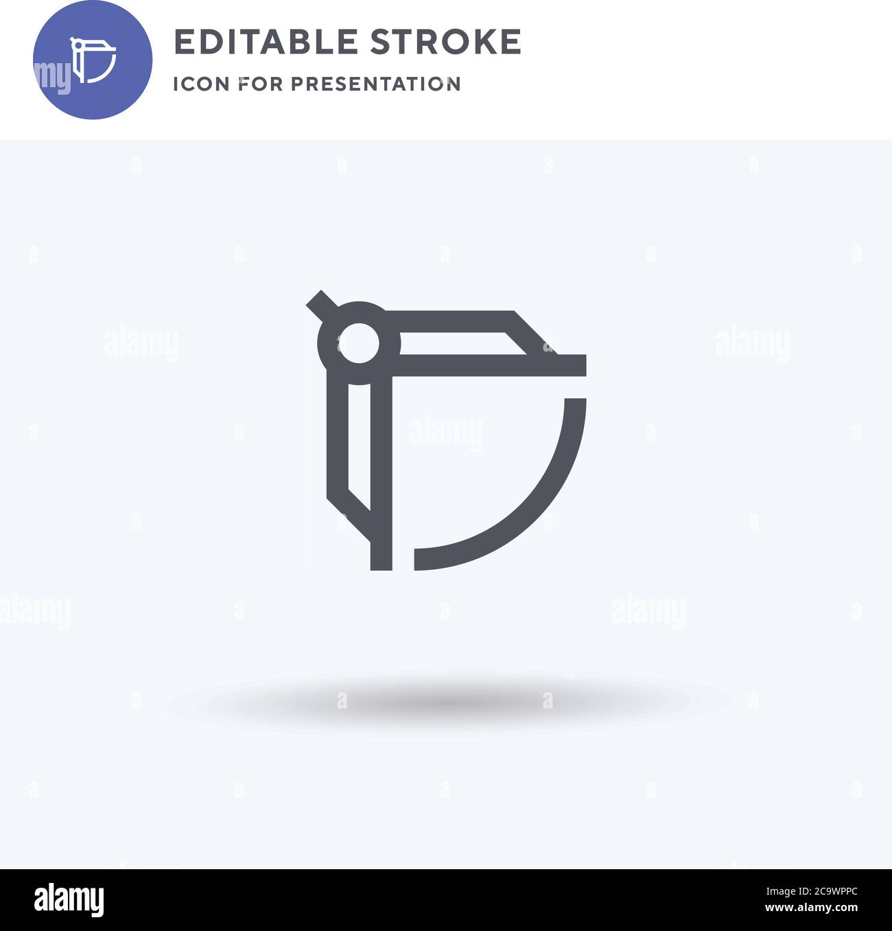 Drafting Compass icon vector, filled flat sign, solid pictogram ...